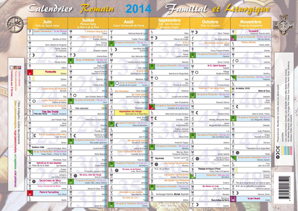 Calendrier Romain 2014 Liturgique et Familial